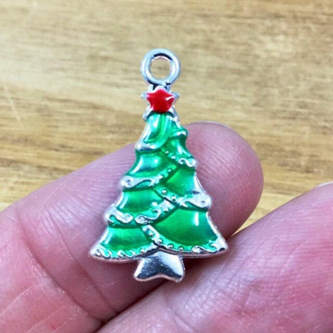Green Christmas Tree Charms Enamel Christmas Charms Tree - Etsy