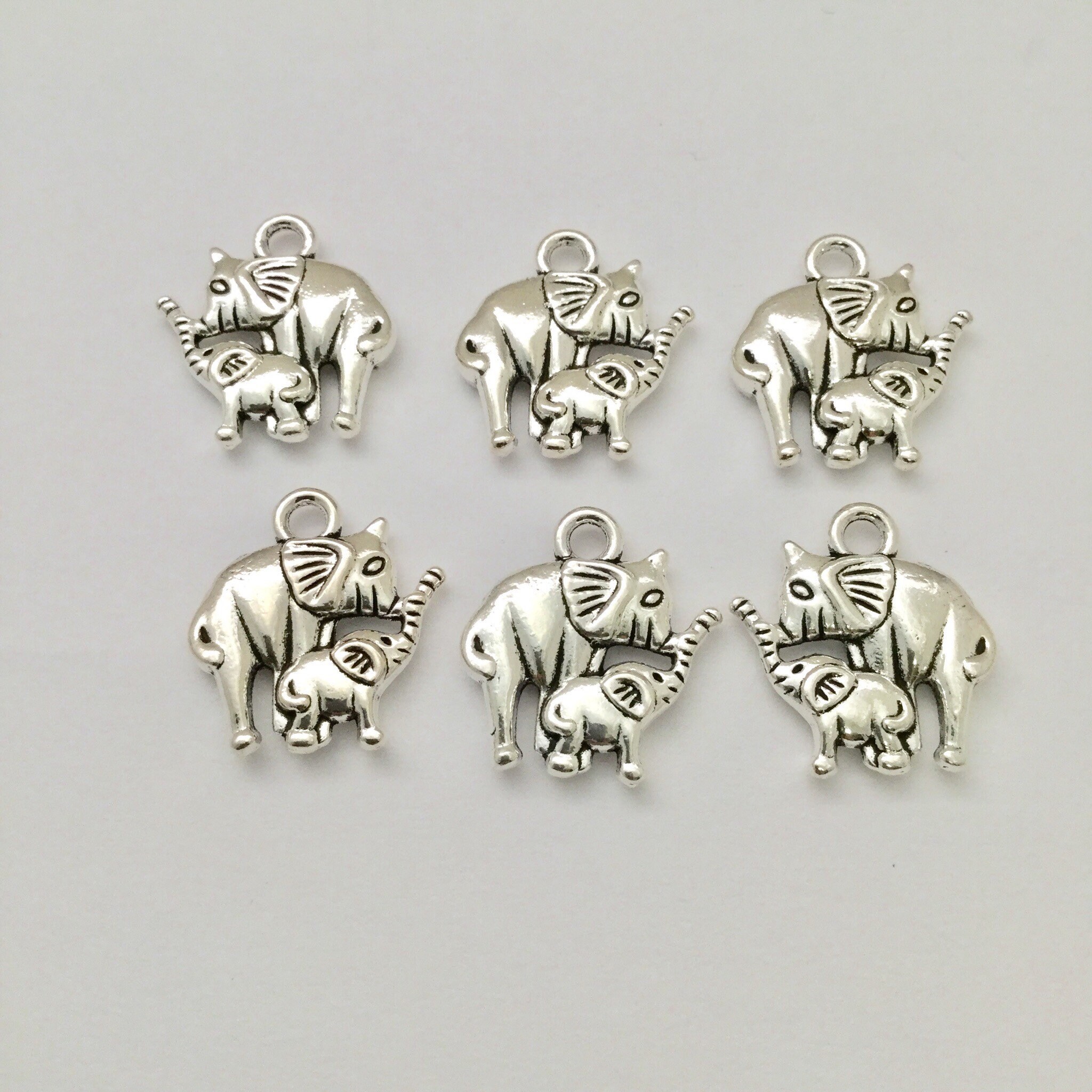 Mama and Baby Elephant Charms Small Elephant Charm Pendants - Etsy