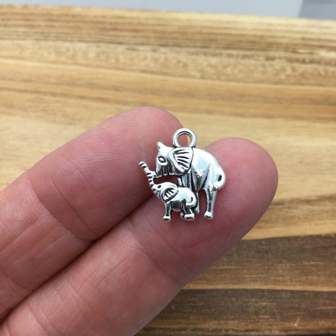 Mama and Baby Elephant Charms, Small Elephant Charm Pendants, 8 Pieces ...