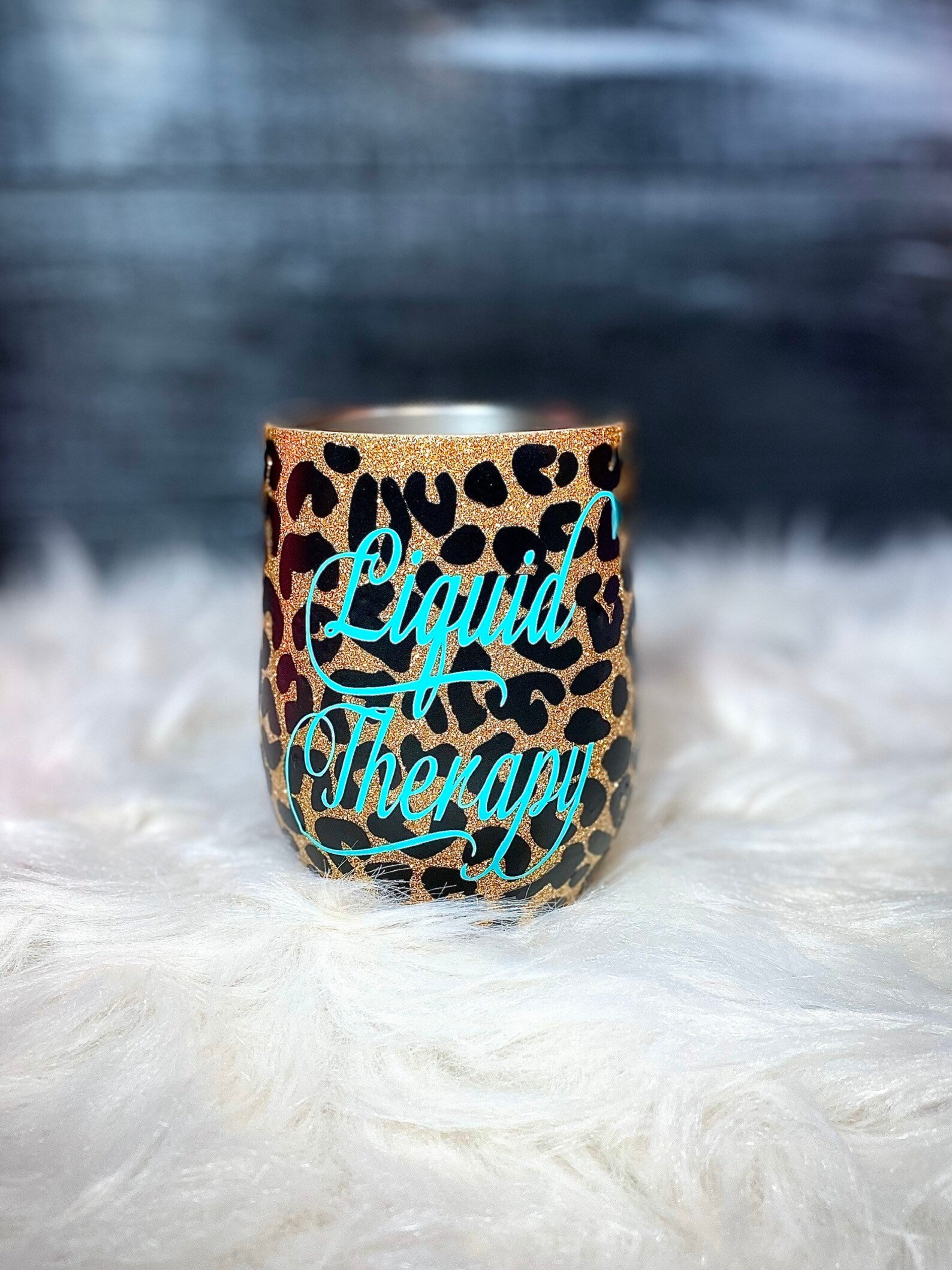 Cheetah Print Wine Glass | Stainless Tumbler With Lid | Hand Glittered ...