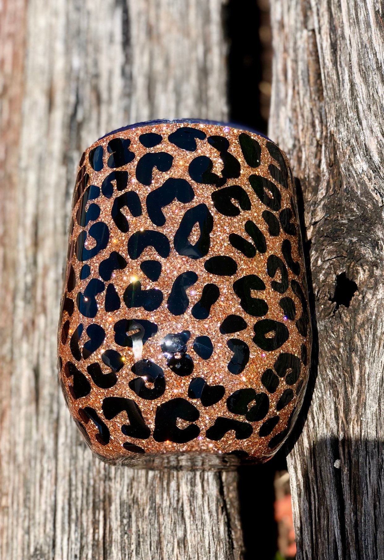 Cheetah Print Wine Glass | Stainless Tumbler With Lid | Hand Glittered ...