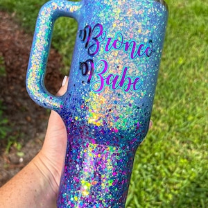 Opal Purple Bronco Babe Glitter 40 Oz Glitter Tumbler With Handle ...