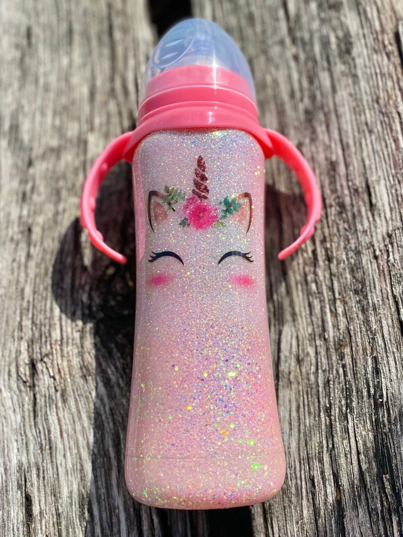 Unicorn Pink Glitter Baby Bottle - Etsy