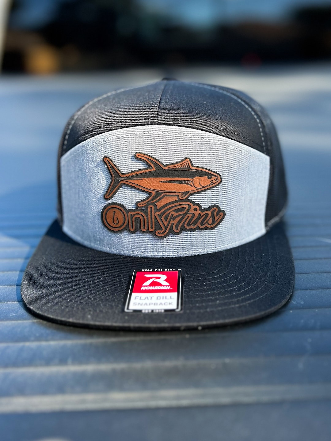 Onlyfins Brown Leather Patch Hat Laser Engraved Richardson 168 - Etsy