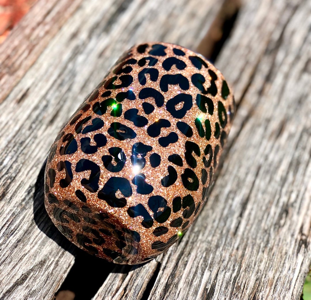 Cheetah Print Wine Glass | Stainless Tumbler With Lid | Hand Glittered ...
