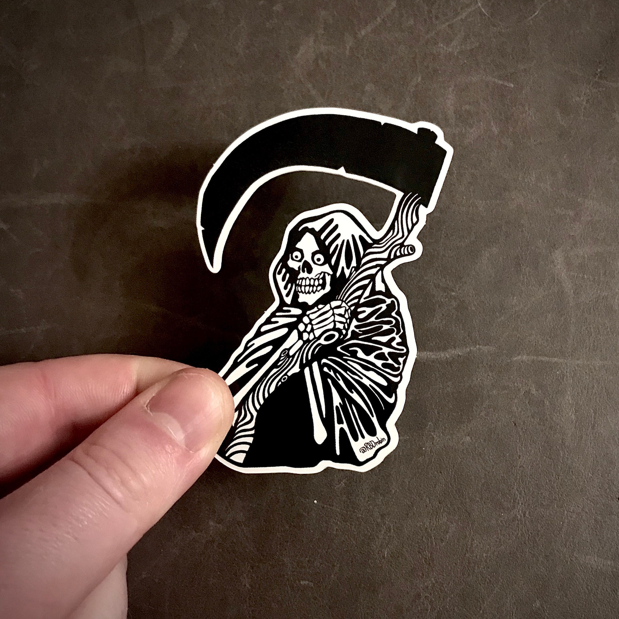 Grim Reaper Black & White Vinyl Sticker | Etsy
