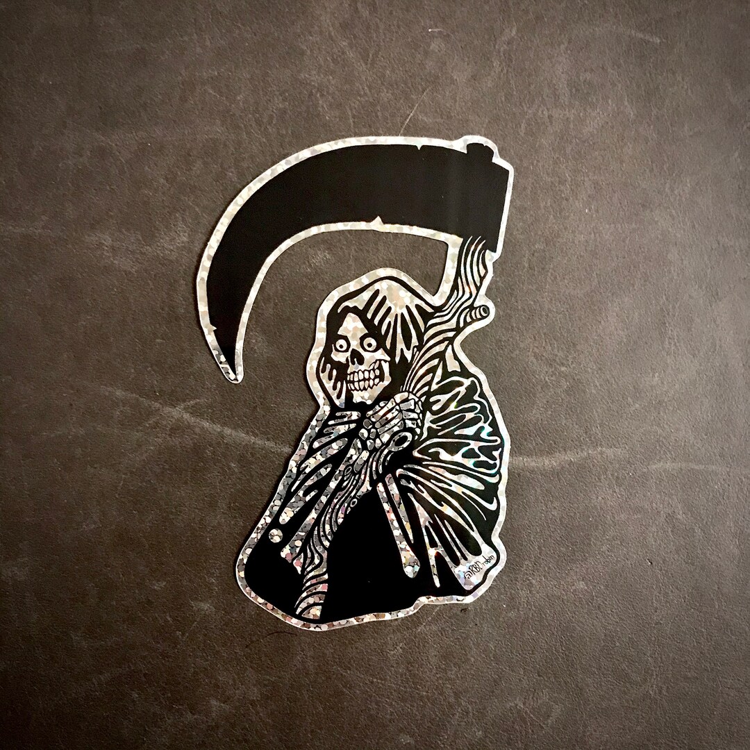 Cosmic Grim Reaper Holographic Glitter Sticker - Etsy