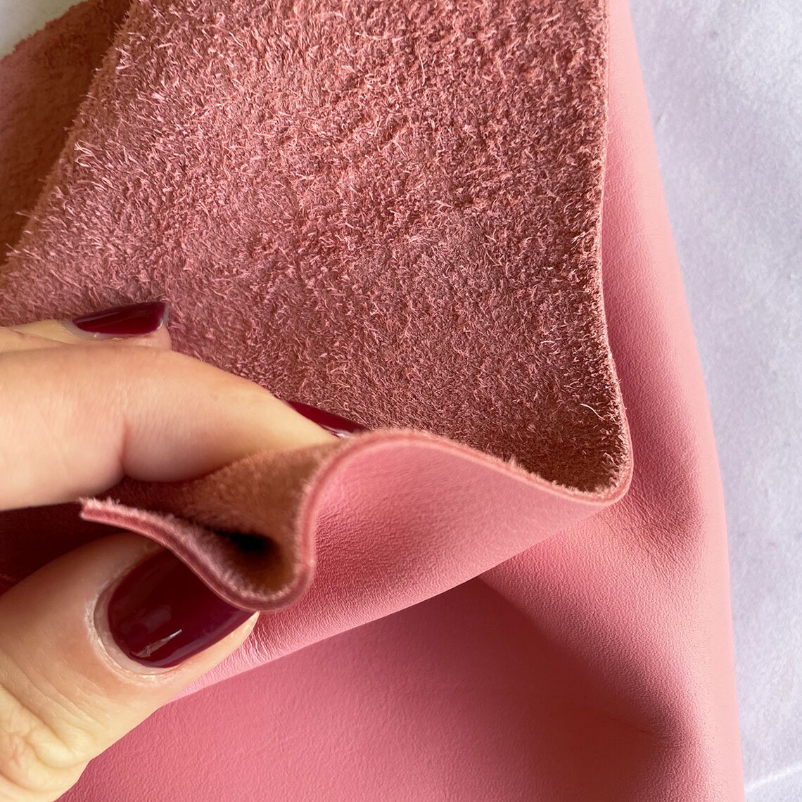 Pink Smooth Cowhide Full Grain Leather Genuine Italian - Etsy