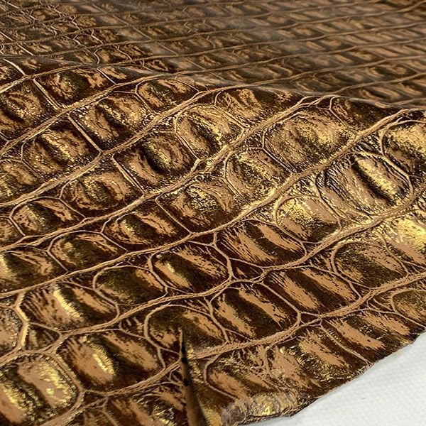 Croco Stamped Metallic Leather, Exotic printed leather hides, Calf skin ...