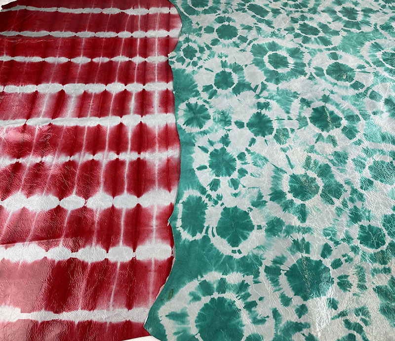Tie Dye Glossy Goatskin, Printed Leather for sewing and crafting ...