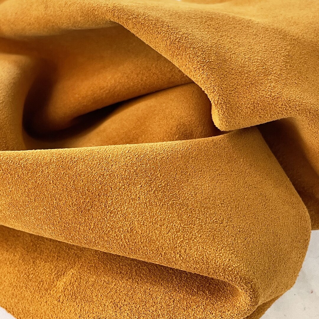 Golden Brown Suede Leather, Calf Split Suede Leather, Genuine Italian ...