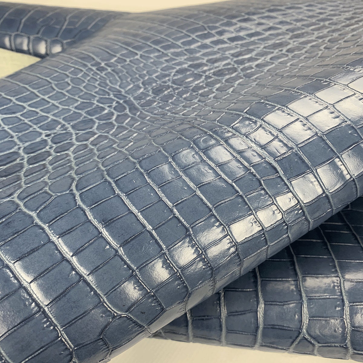 Dusty Blue Croco print Leather, Italian leather, Buy leather online ...