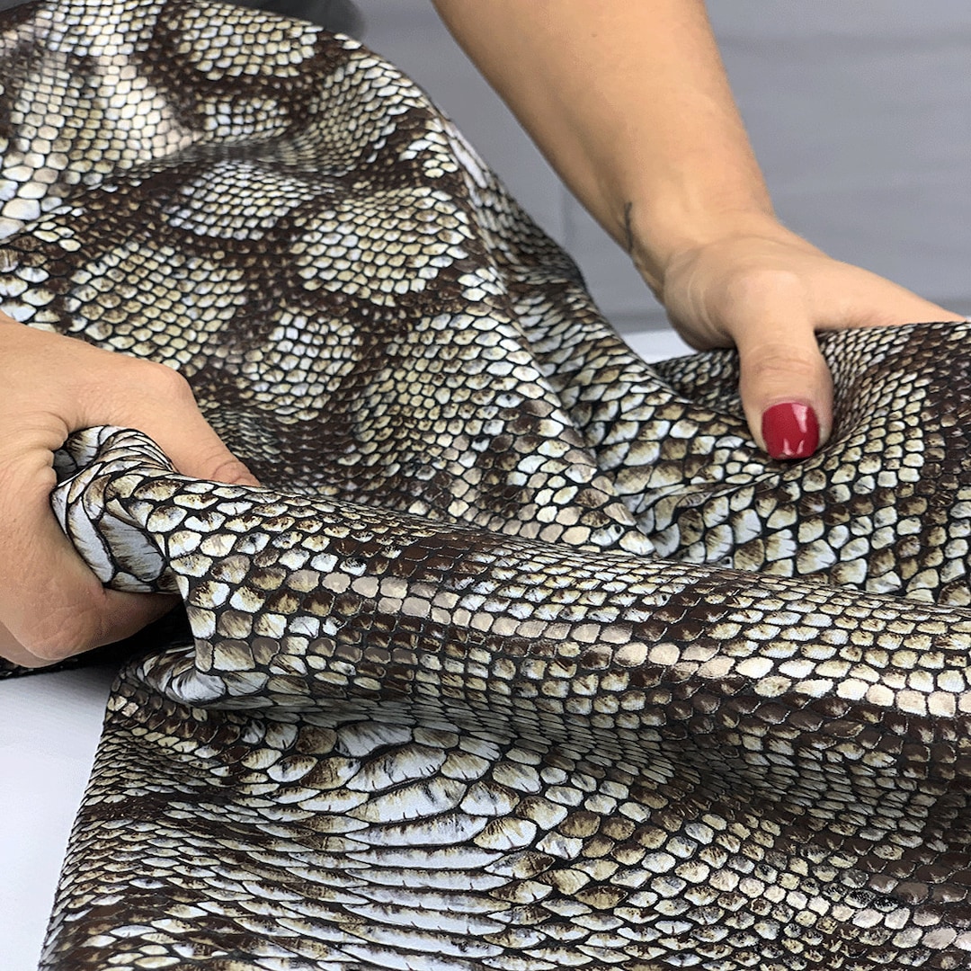 Embossed Python Snake Print Leather: Italian Calfskin for Bags, Shoes ...