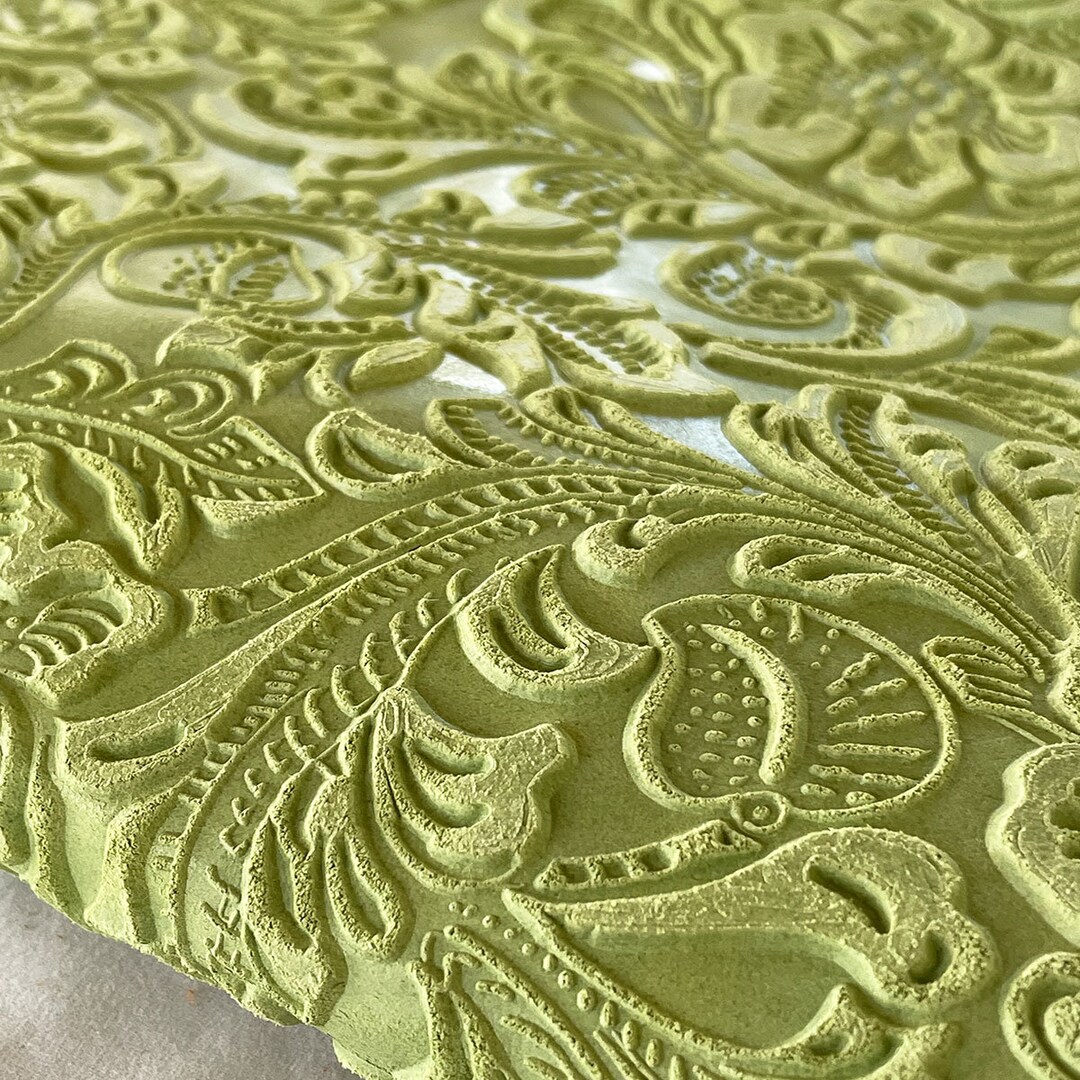 Lime Green Floral Print Leather, Floral Pattern Calf Skin for Bag ...