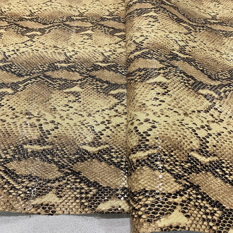 Beige Snake Print Leather Animal Prints Calf Leather Snake - Etsy