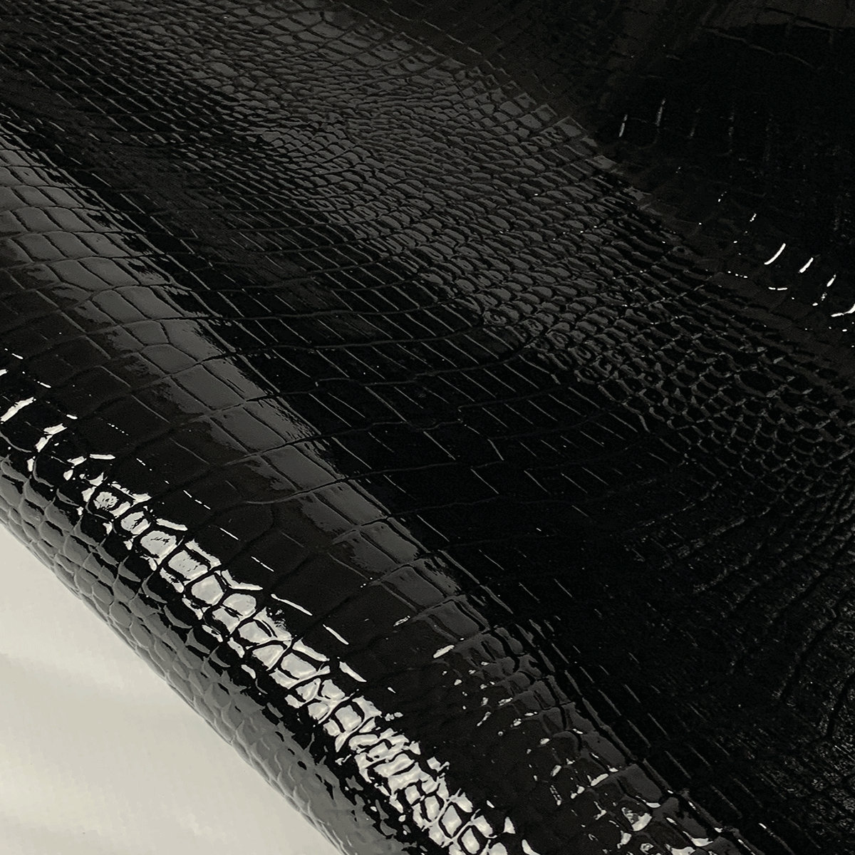 Black Glossy Croco print Leather,Leather hides, animal print, Italian ...