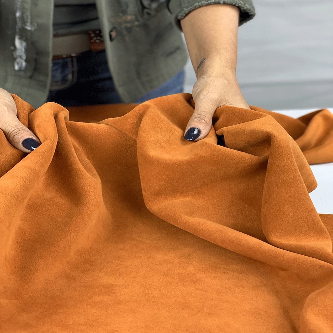 Dark Orange Calf Split Suede Leather: Italian Upholstery DIY - Etsy