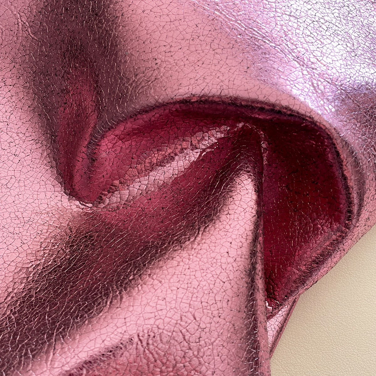 Pink Metallic Effect Leather, Textured metallic goat skin, Shiny ...