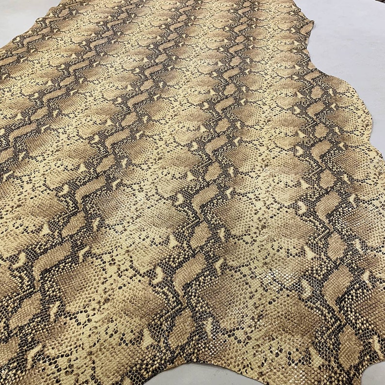 Beige Snake Print Leather Animal Prints Calf Leather Snake - Etsy