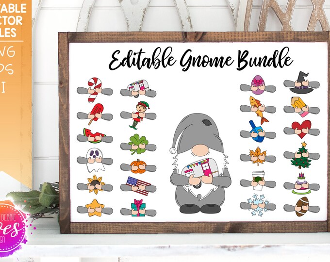 Editable Gnome Bundle Editable Vector Designs - Etsy