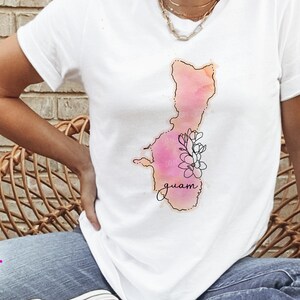 Pink Watercolor Floral Line State Guam Sublimation/printable Design ...