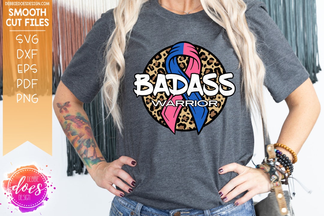 Badass Warrior Awareness Ribbon Color Leopard 2 Color SVG File Digital ...