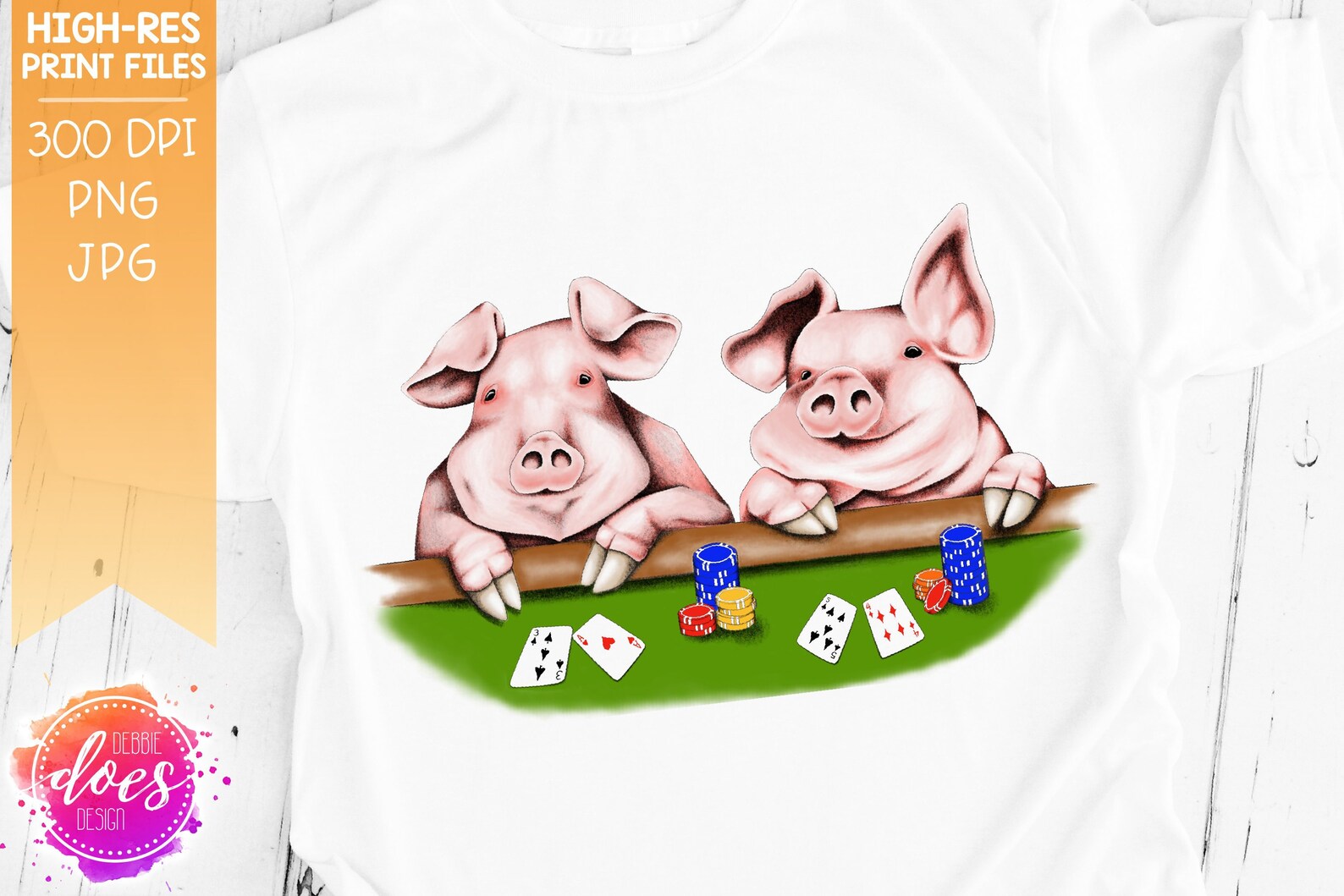 Cute Pigs Playing Poker Hand Drawn Pig Print Instant - Etsy