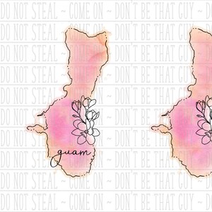 Pink Watercolor Floral Line State Guam Sublimation/printable Design ...
