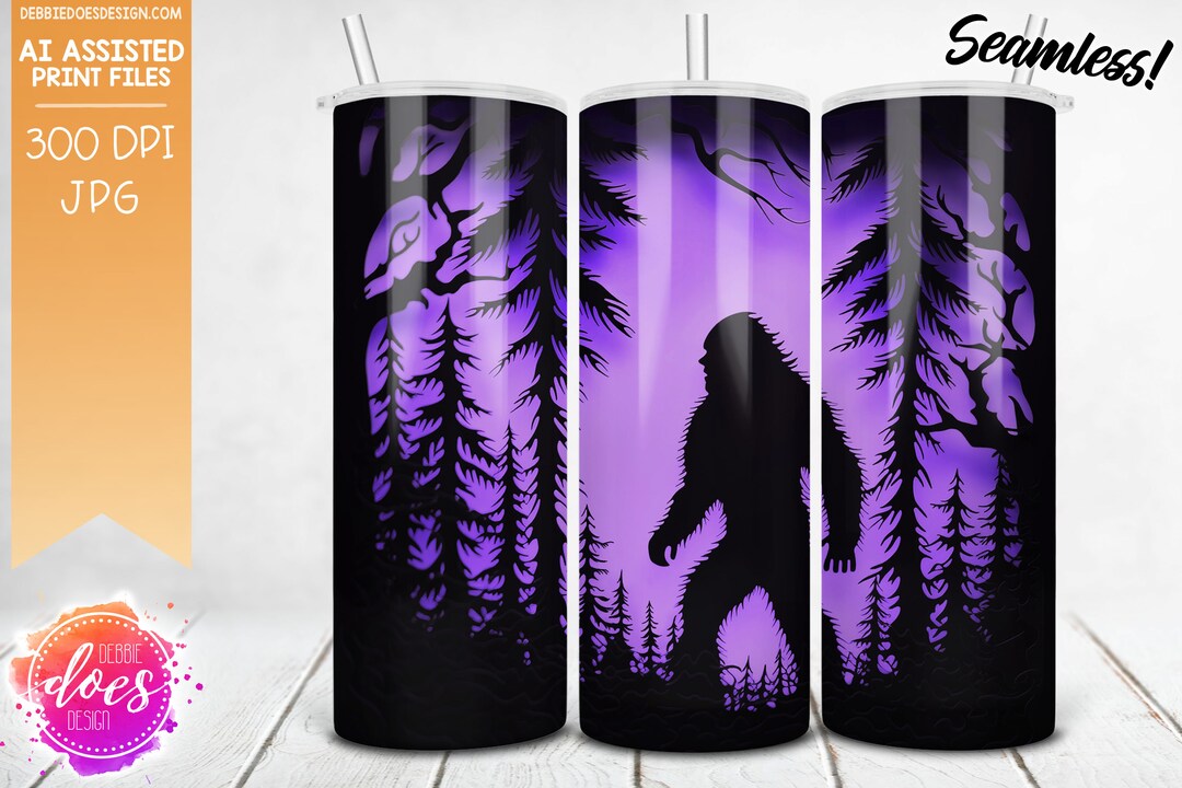 Sasquatch Silhouette in Trees 2 Tumbler - Purple - Printable ...