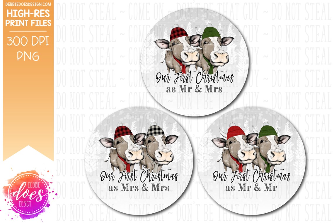 Our First Christmas as Mr & Mrs Cow 3 Versions | Etsy