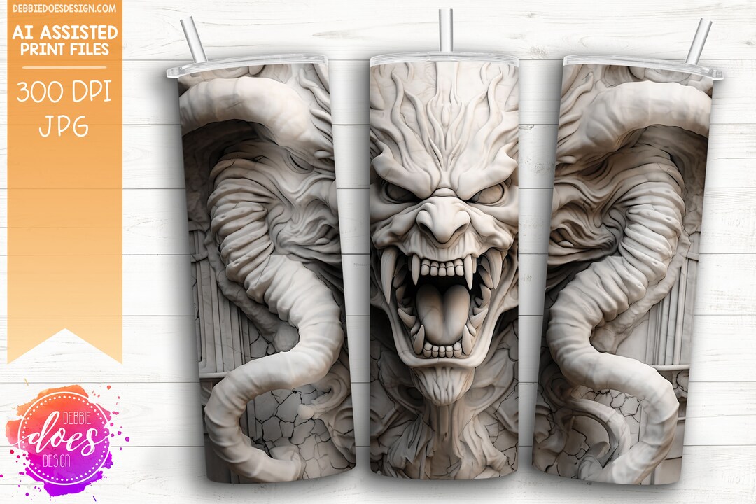 3D Sculpted Clay Demon Tumbler 1 3D Tumbler Wrap - Etsy