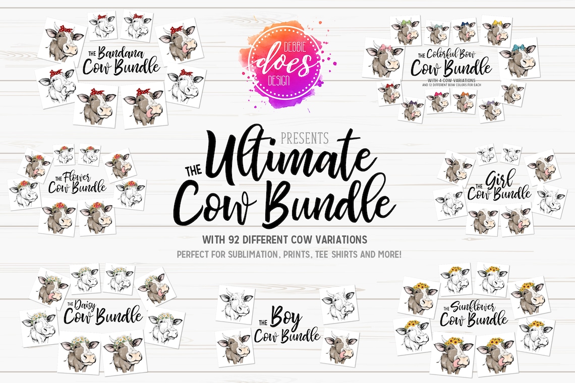 The Ultimate Hand Drawn Cow Bundle Heifer Instant Download | Etsy