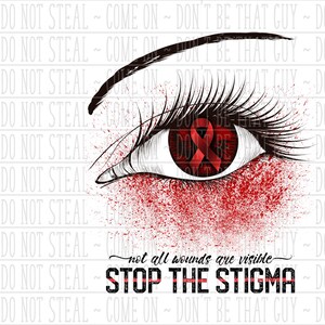 Red Stop the Stigma Mental Health Awareness Ribbon Eye Printable ...
