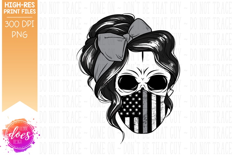 Skull With Hair and Mask Corrections Flag - Etsy