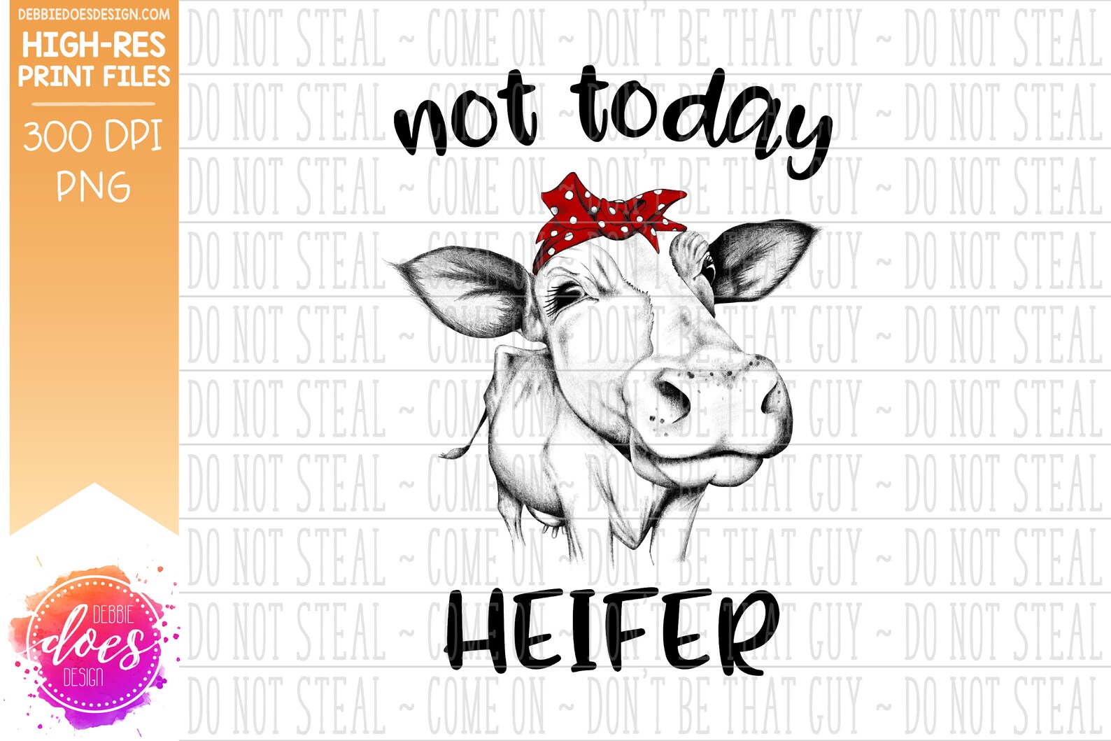 Not Today Heifer BW Hand Drawn Cow Print Instant Download - Etsy