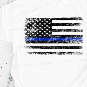 Distressed Thin Blue Line Flag - Police | Sublimation Print | Printable ...