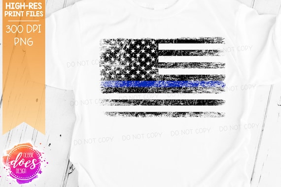 Distressed Thin Blue Line Flag Police Sublimation Print - Etsy