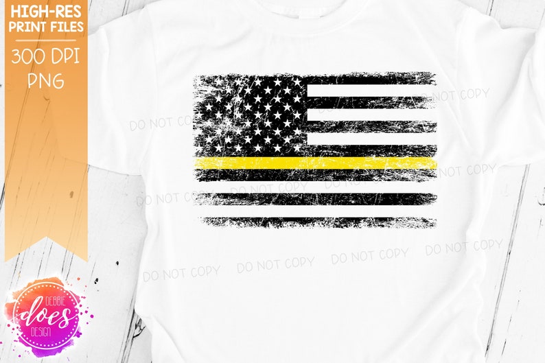 Distressed Thin Yellow Line Flag Dispatch Sublimation - Etsy