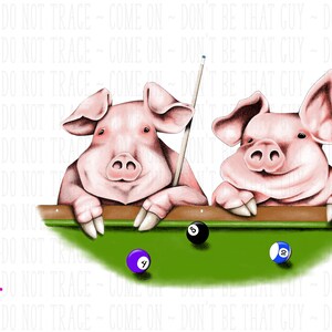 Cute Pigs Playing Pool - Hand Drawn Pig Print | Instant Download ...