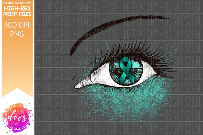 Awareness Ribbon Eye Design Teal Instant Download | Etsy