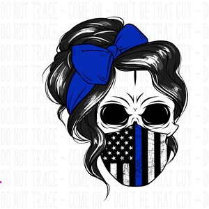 Skull With Hair and Mask Police Sublimation/printable Design Instant ...
