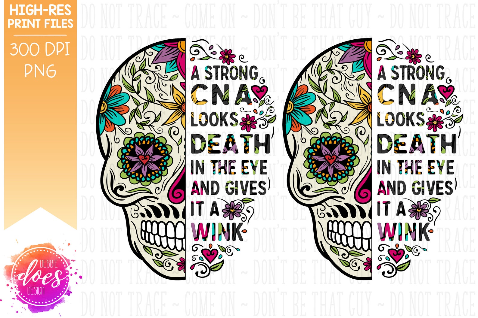 A Strong CNA Gives Death a Wink Sugar Skull Quote & Frame | Etsy