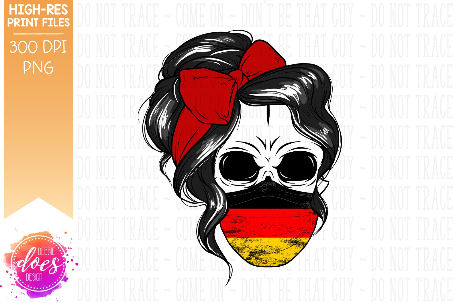 Skull With Hair and Mask Germany Sublimation/printable - Etsy