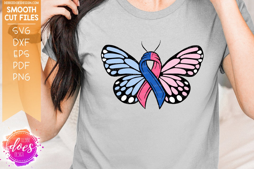 Awareness Ribbon Butterfly - 2 Color - SVG File | Digital Cut Files ...