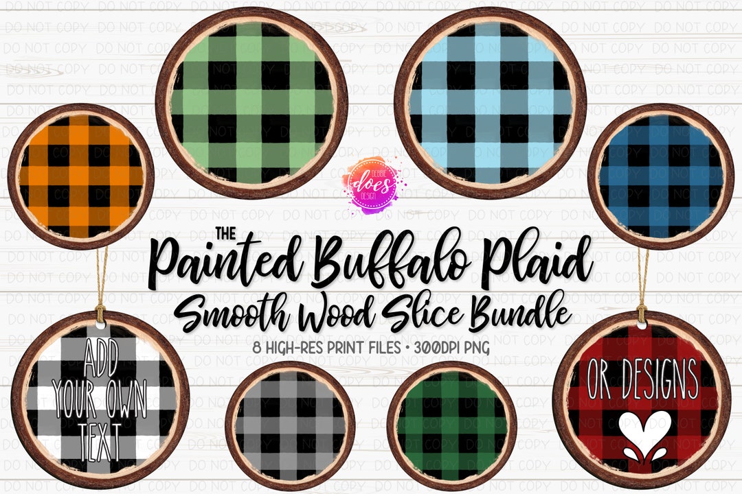 Painted Buffalo Plaid Wood Slice Bundle - Smooth Edge - Sublimation ...