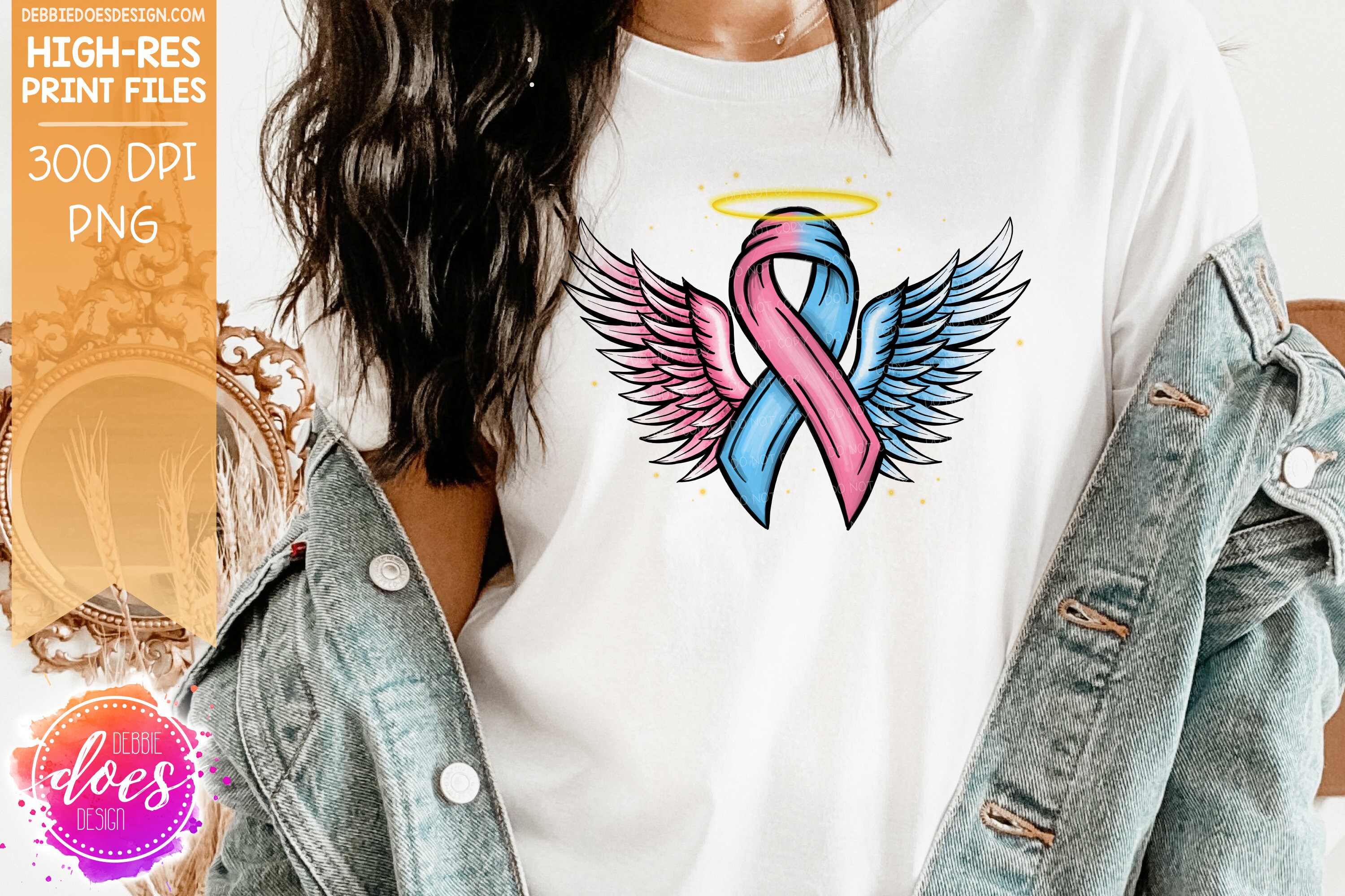 Blue Cancer Ribbon With Wings