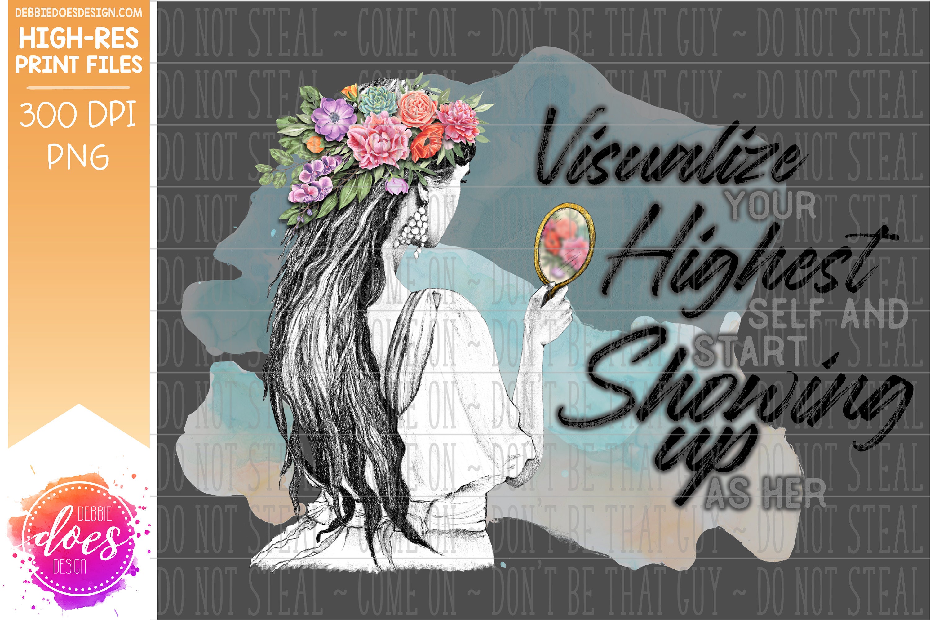 Visualize Your Highest Self Girl With Mirror 3 Versions | Etsy