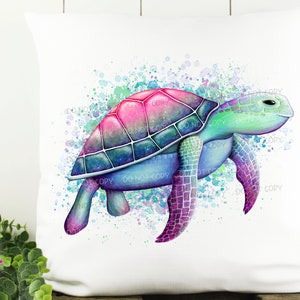 Hand Drawn Sea Turtle - Pink Purple - 2 Versions - Sublimation ...