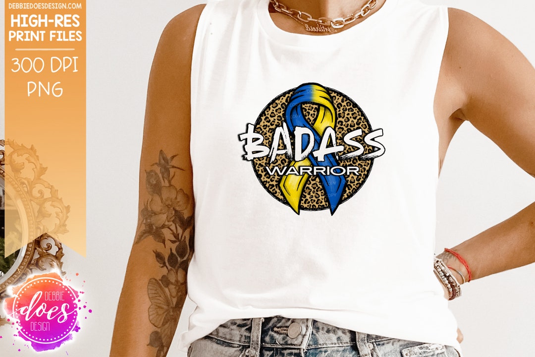Badass Warrior Awareness Ribbon Blue Yellow Printable/sublimation File ...