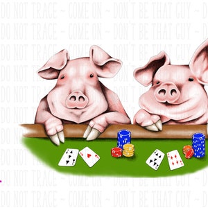 Cute Pigs Playing Poker - Hand Drawn Pig Print | Instant Download ...